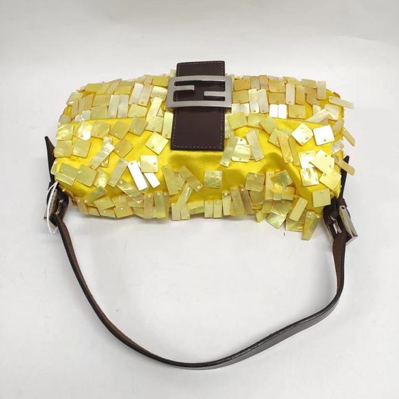 Fendi | Bags | Fendi Baguette Yellow Silk With Motherofpearl Sequins ...